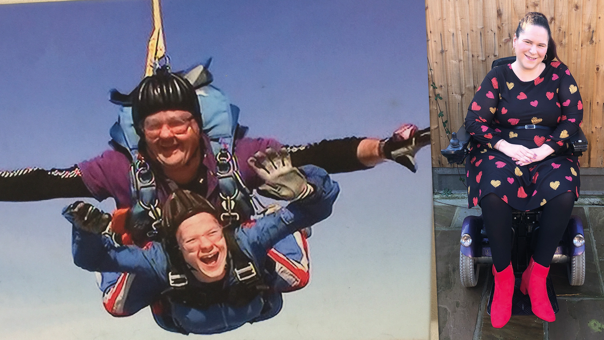 She cannot stand because of spinal condition - but skydiver Jemma will ...