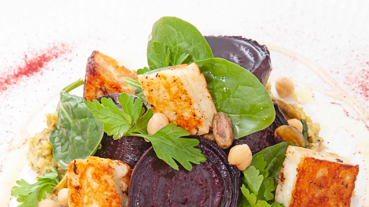 Beetroot and haloumi salad with pistachio hummus - The Jewish Chronicle ...