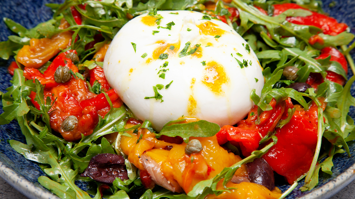 Burrata with roasted peppers, rocket and amba - The Jewish Chronicle ...