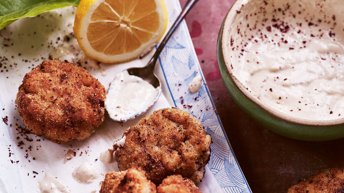 Chanukah fish fritters with sumac and lemon tahini dipping sauce - The ...