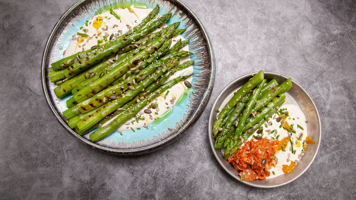 Griddled asparagus with tahini, amba and kimchi - The Jewish Chronicle ...