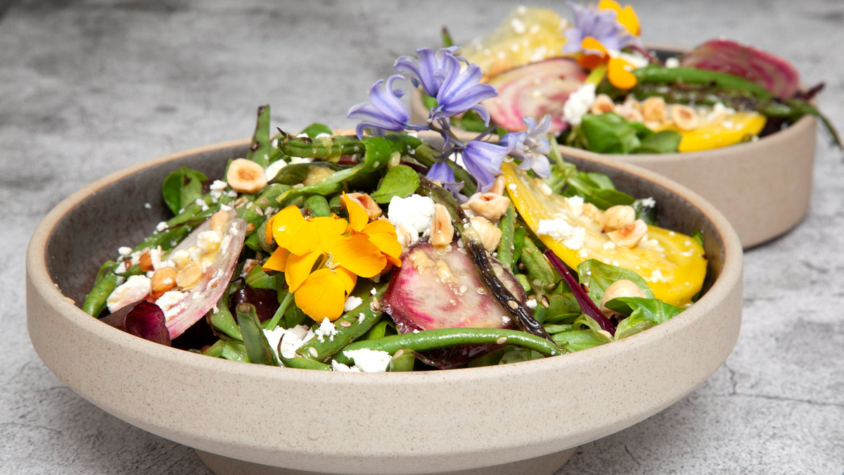 Recipe: Charred green bean, candy beetroot, feta and hazelnut salad ...